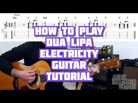 How to Play Electricity Dua Lipa Guitar Tutorial Lesson - YouTube