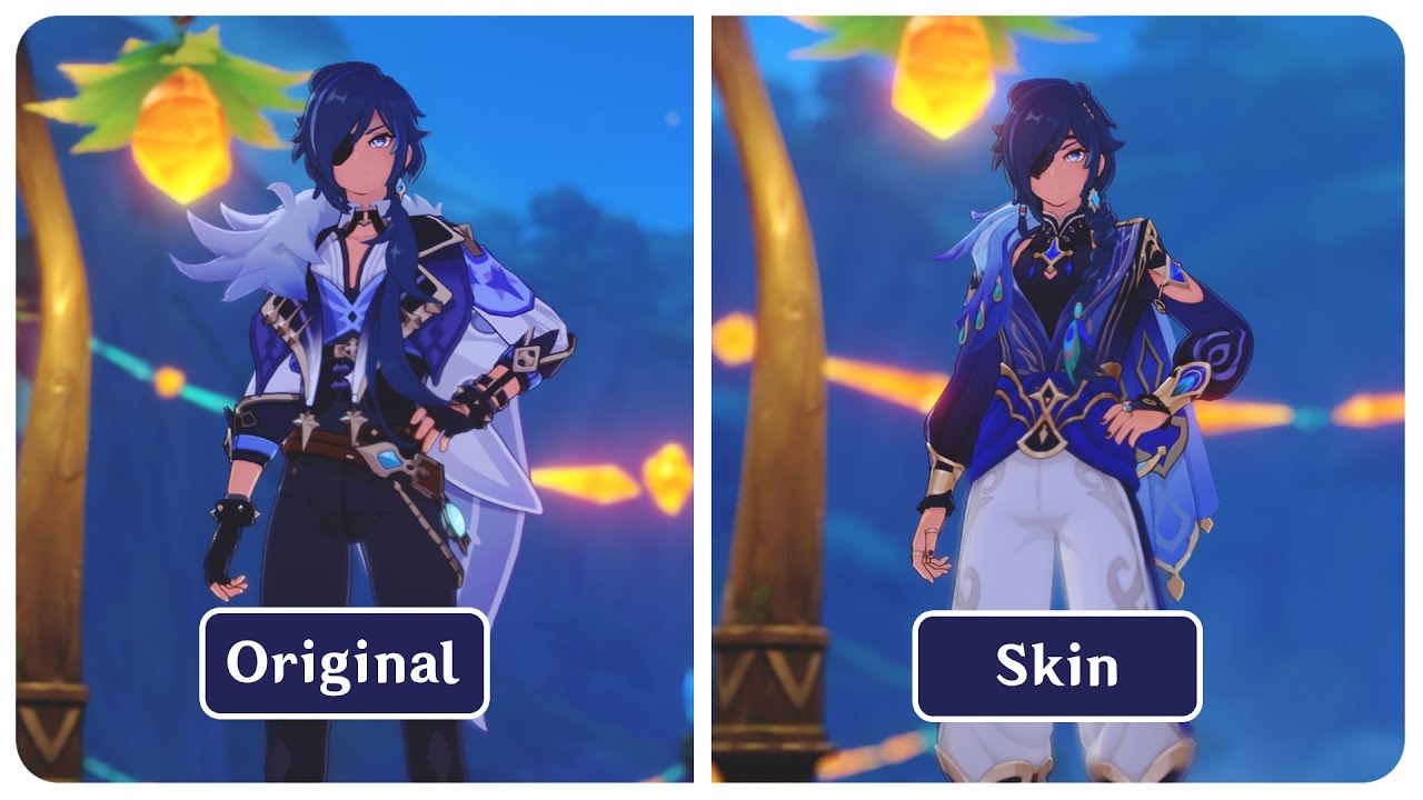 Kaeya Skin/Outfit Showcase (Sailwind Shadow) Side by Side Comparison ...