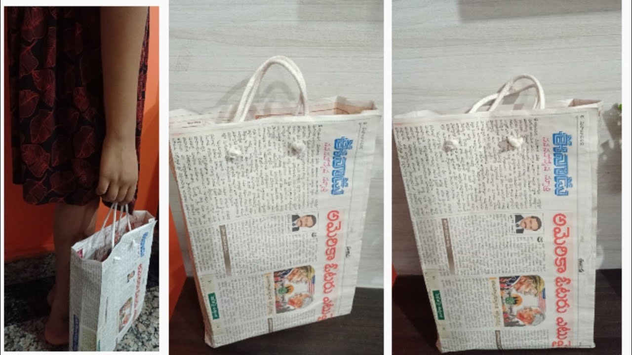 How to make DIY newspaper bag|how to make bag with newspaper|How to ...