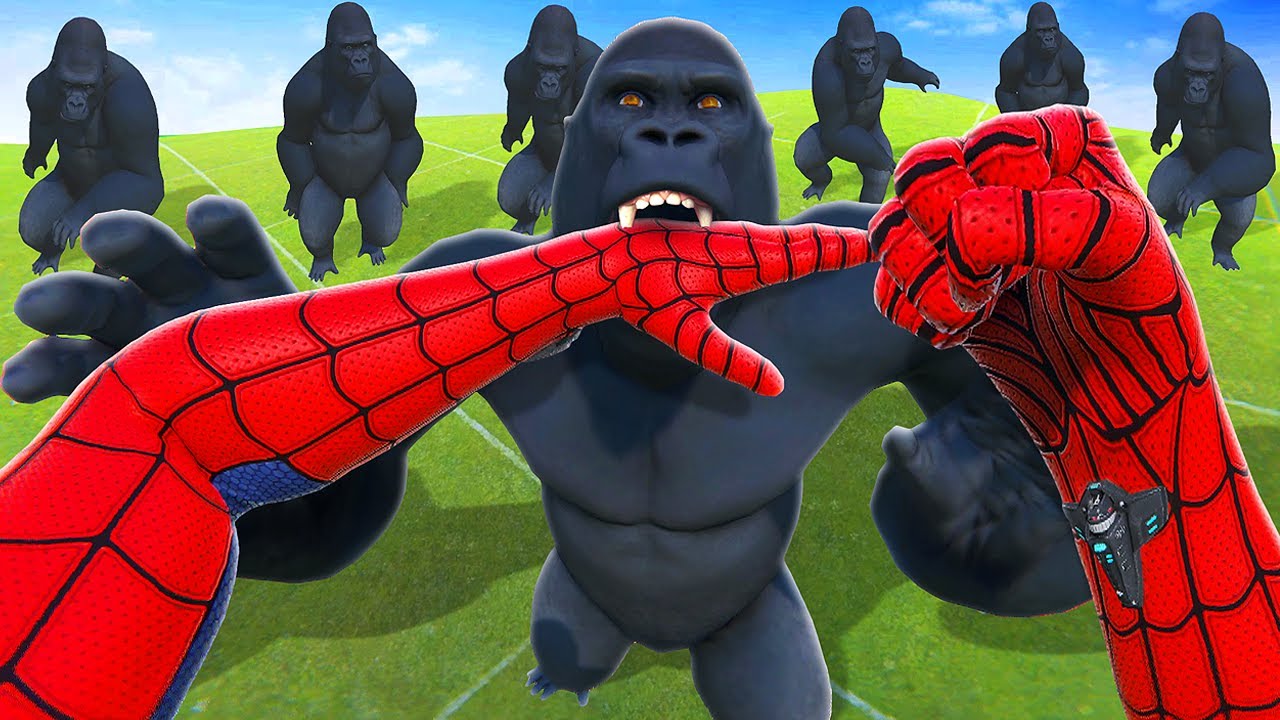 Spiderman FIGHTS 100 Gorillas - Bonelab VR Mods - YouTube