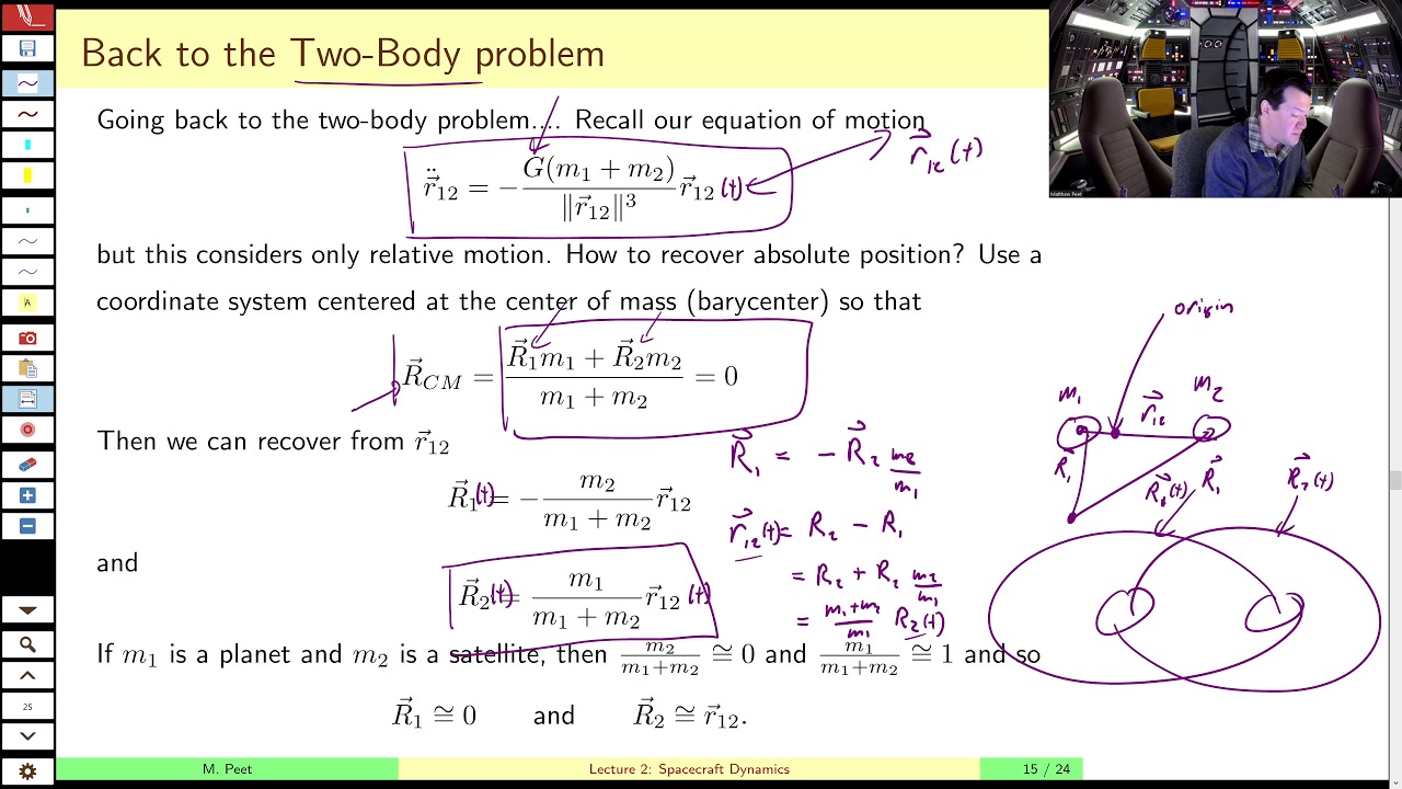 AEE462 Lecture 2, Part B - The 2 body problem, gravitational constants and Energy Cons. Examples ...
