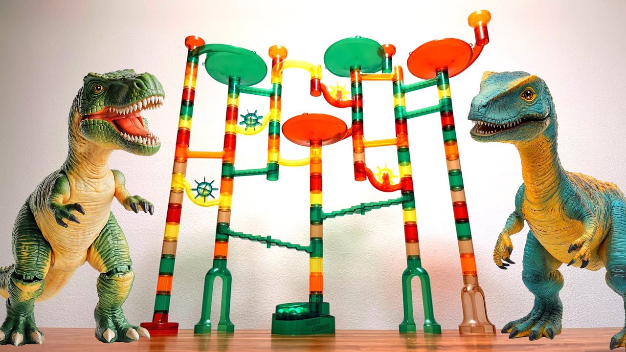 Dinosaur Marble Run ☆ ASMR ☆ Marble Genius 130 Piece Set - YouTube