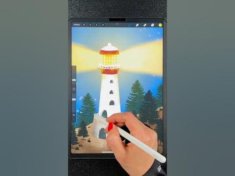 Lighthouse - iPad drawing in Procreate (#shorts) - YouTube