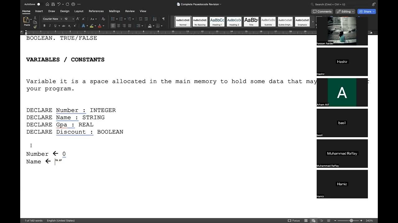 AS Paper 2 Pseudocode Revision Part 1 - YouTube