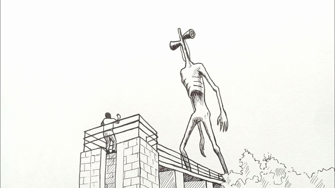 How to draw Siren Head on the Bridge. - YouTube