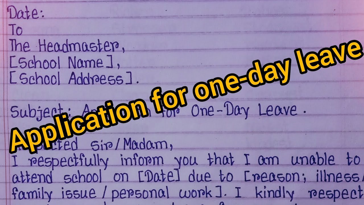 One day leave application | বাংলা অর্থ সহ |Write one day leave ...