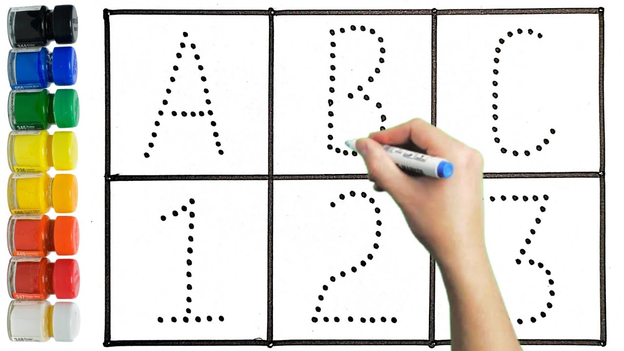 Abcd alphabets drawing and 123 number drawing, colorful drawing, viral ...