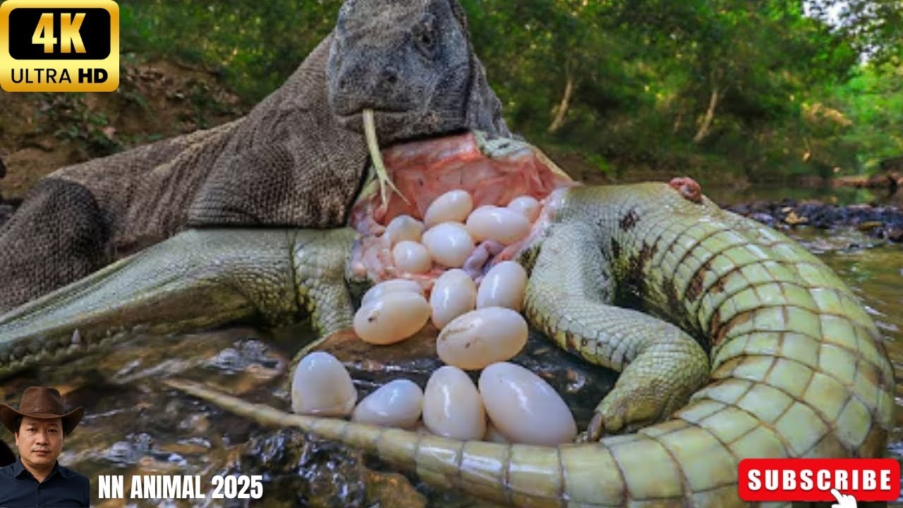 The Komodo dragon pays a heavy price for eating the mother crocodile's ...