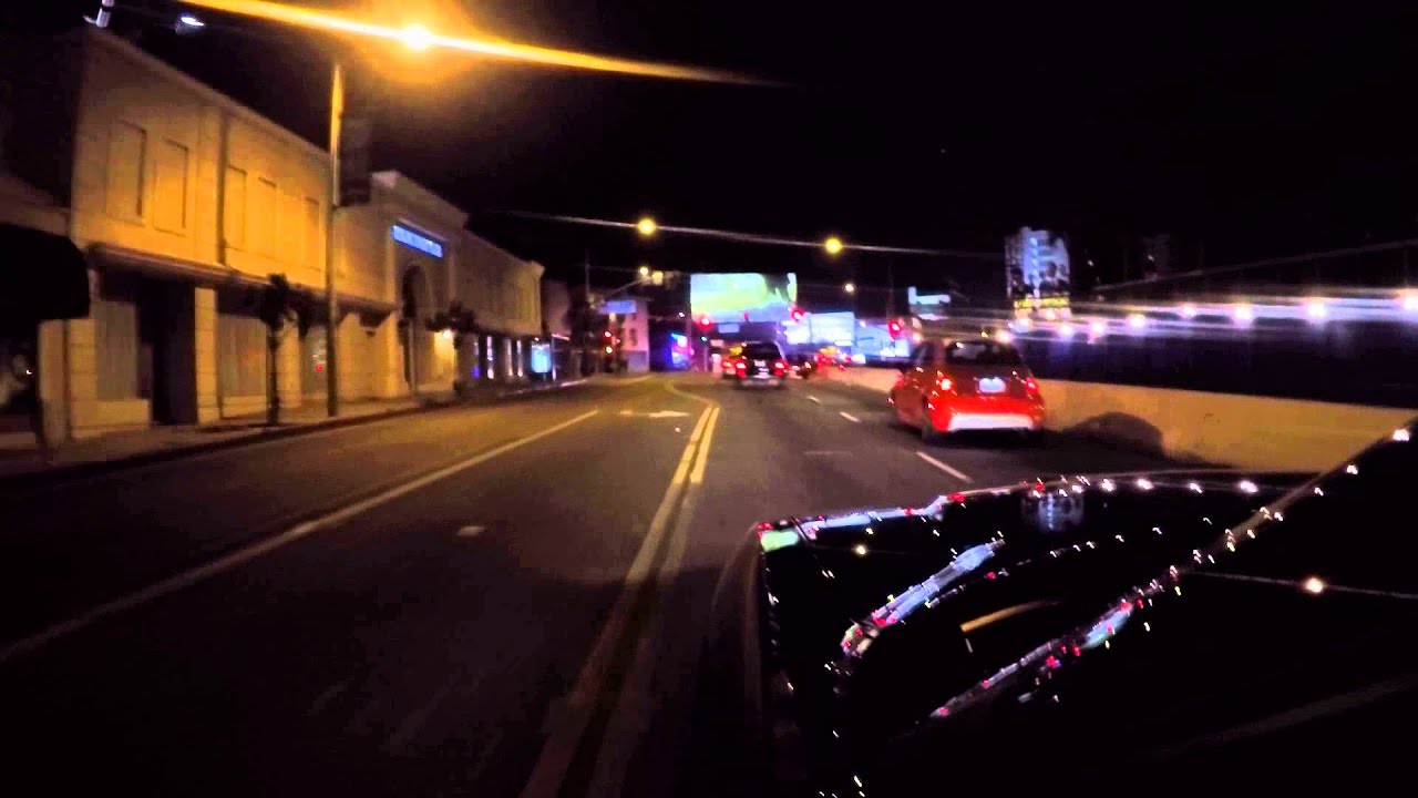 Driving at Night Down Sunset Strip w/ a Go Pro Hero 4 - YouTube