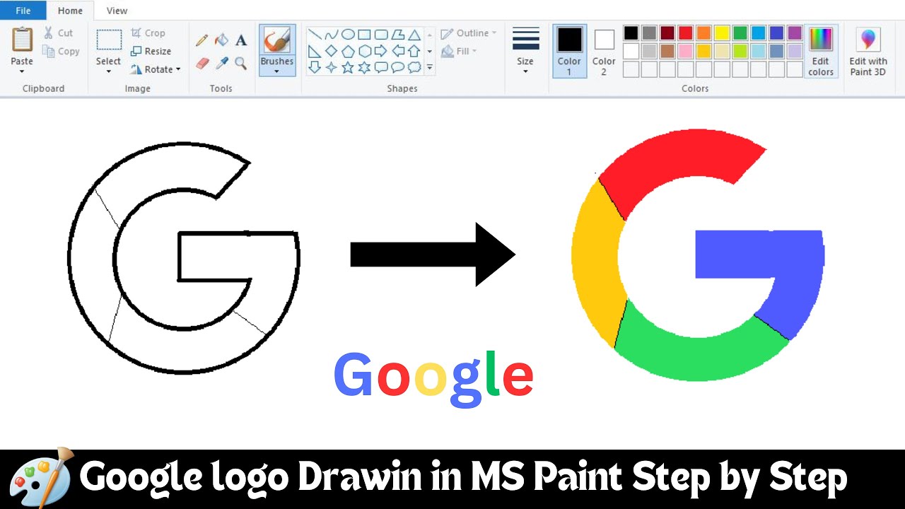 🎨Google Logo बनाने का आसान तरीका।|| Simple Google Logo Drawing in MS ...