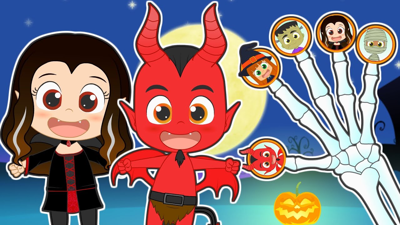 FINGER FAMILY 🤚😈 Halloween songs 🎵 witch, demon, mummy, Frankenstein ...