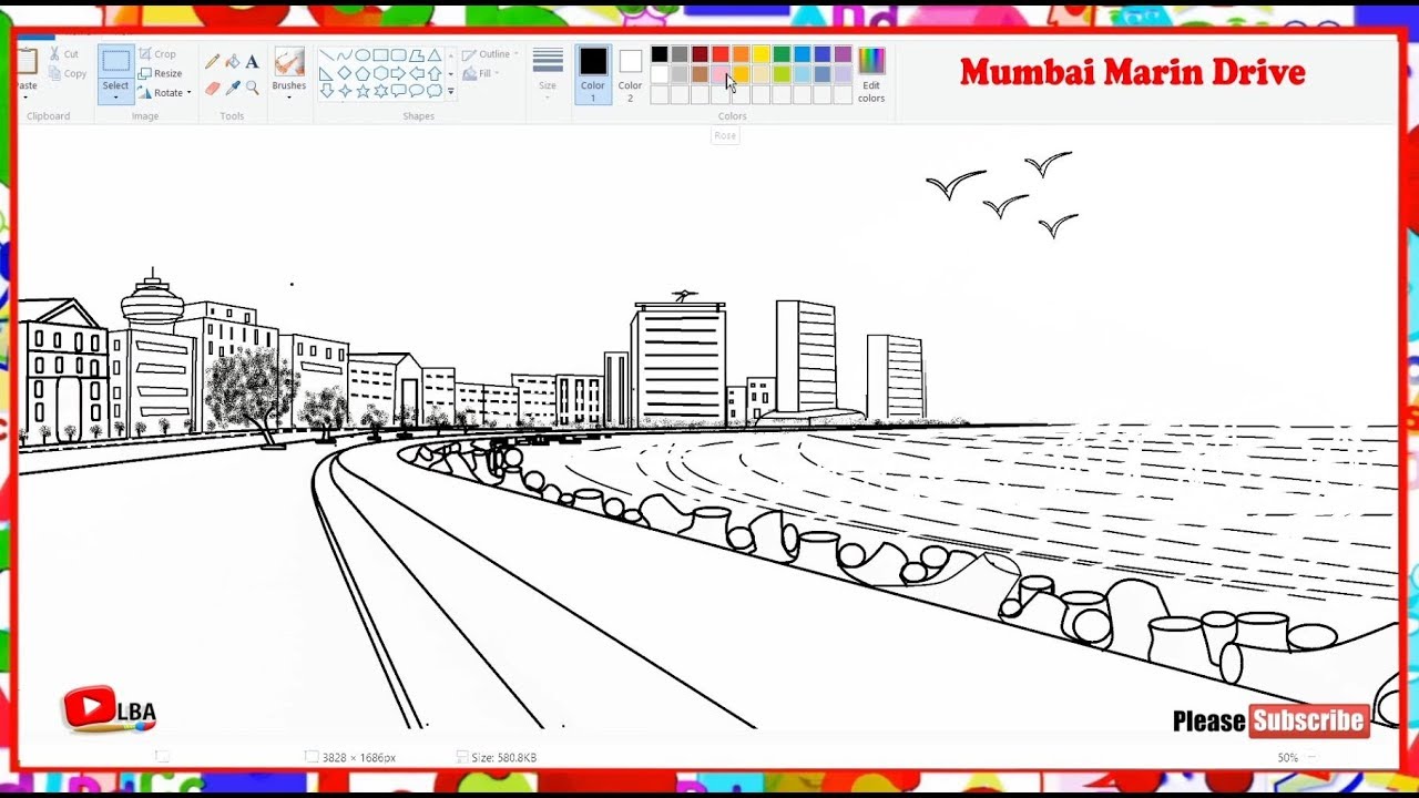 How To Draw Mumbai Marin Drive Learnbyart Youtube