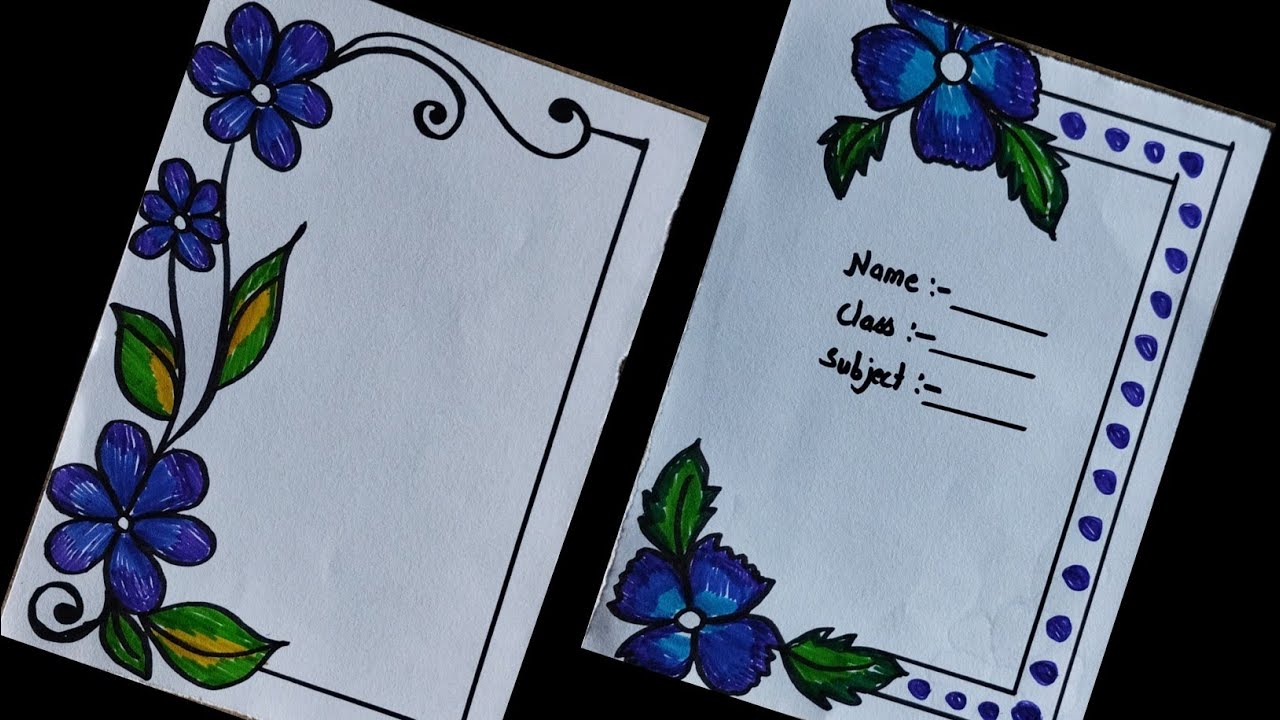 How to draw flower border design | Project design by pencil|A4 sheet ...