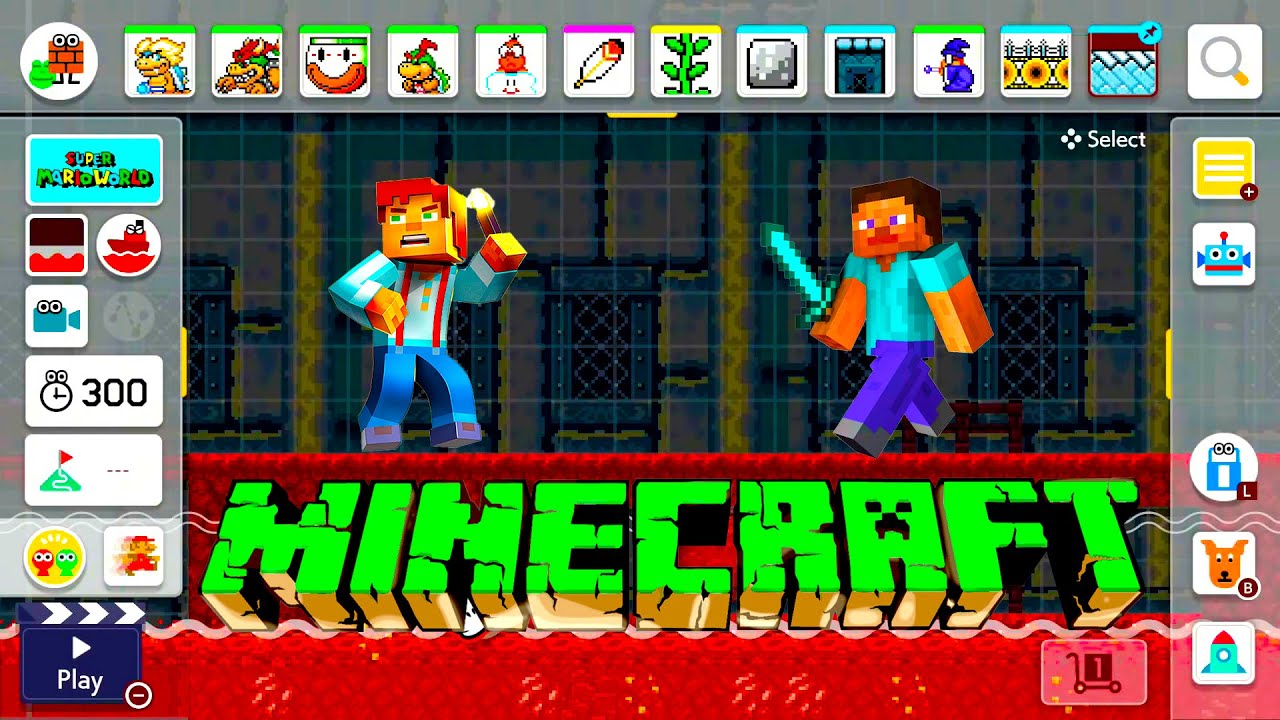 Super Mario Maker 2 Minecraft Theme! All Bosses Course Maker - YouTube