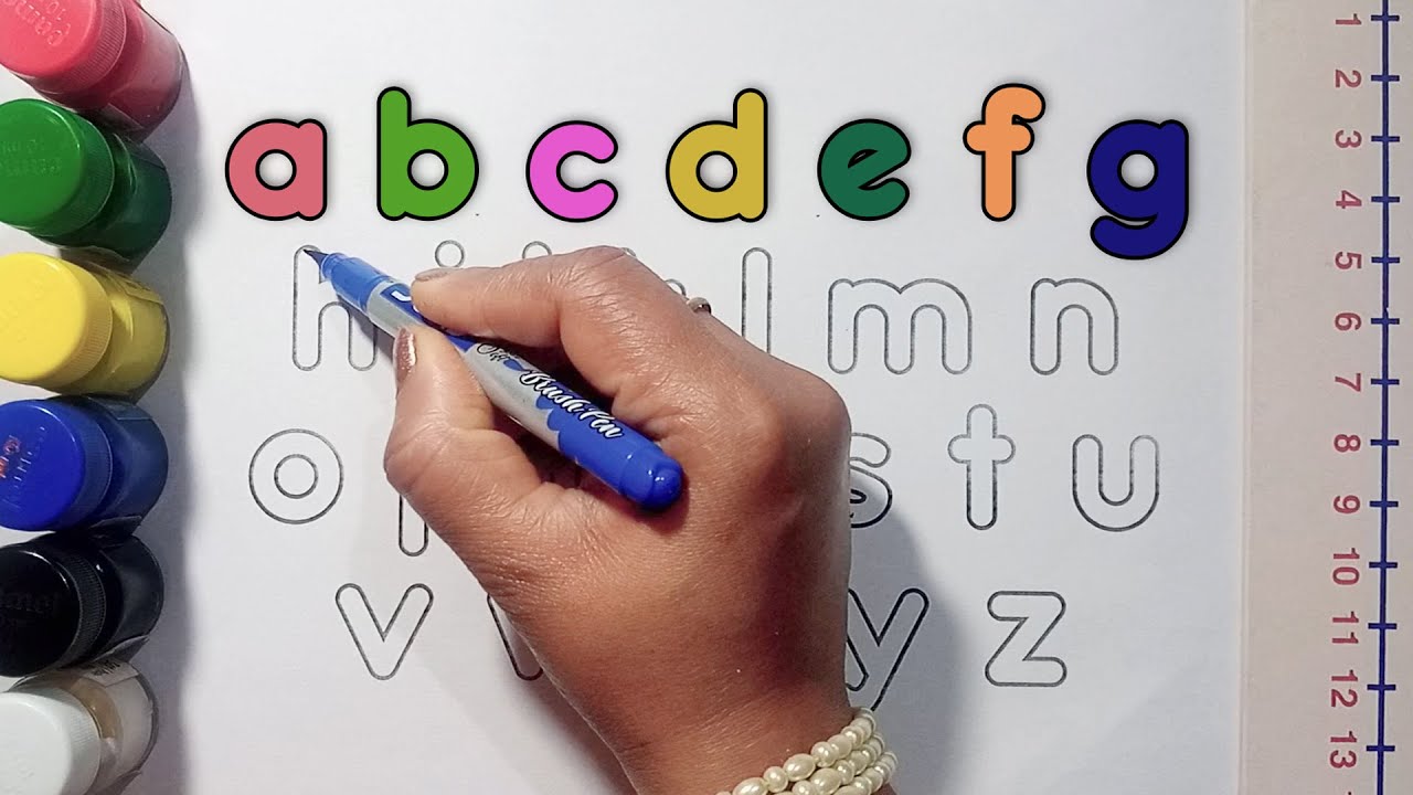 Coloring Small Alphabet | ABC Song | Easy coloring lesson for Kids ...