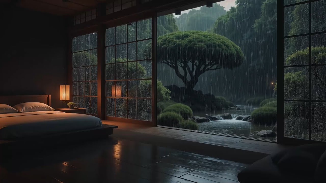 FALL INTO SLEEP INSTANTLY | Gentle Piano & Soft Rain in the Warm Room ...