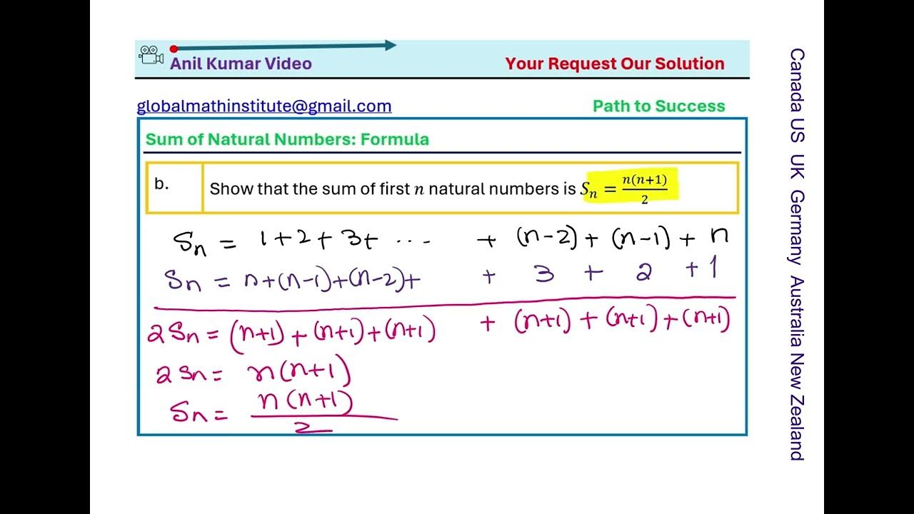 Formula Derivation and Application Sum of Natural Numbers - YouTube