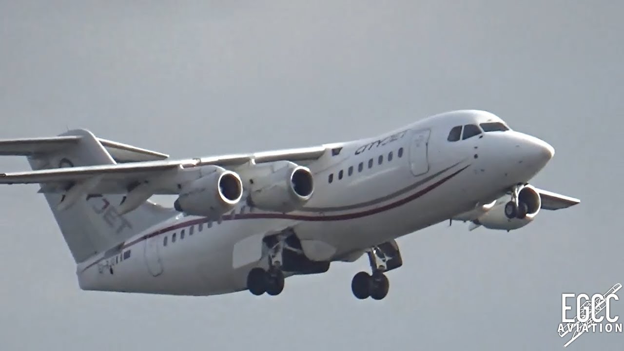 CityJet Avro RJ85 Take Off at Manchester Airport - YouTube