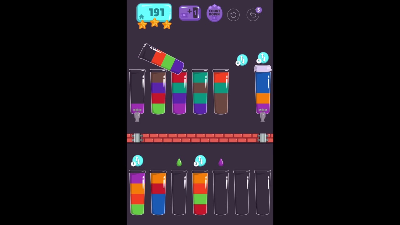 Cups - Water Sort Puzzle Level 191 ⭐️⭐️⭐️ - YouTube