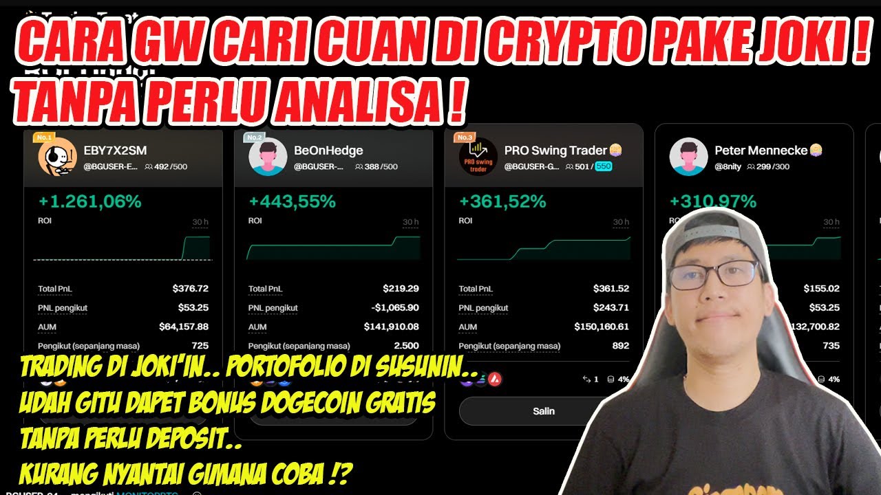 Cara gw cari cuan di crypto dengan manfaatin jasa joki trading menggunakan copy trade di bitget ...