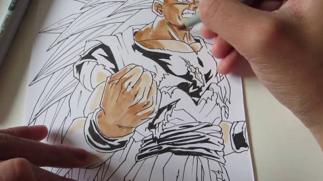 How to draw Goku Super Saiyan 3 SSJ3 孫 悟空 超サイヤ人3 - YouTube