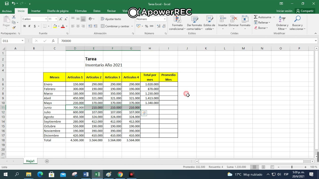 tarea de Excel - YouTube