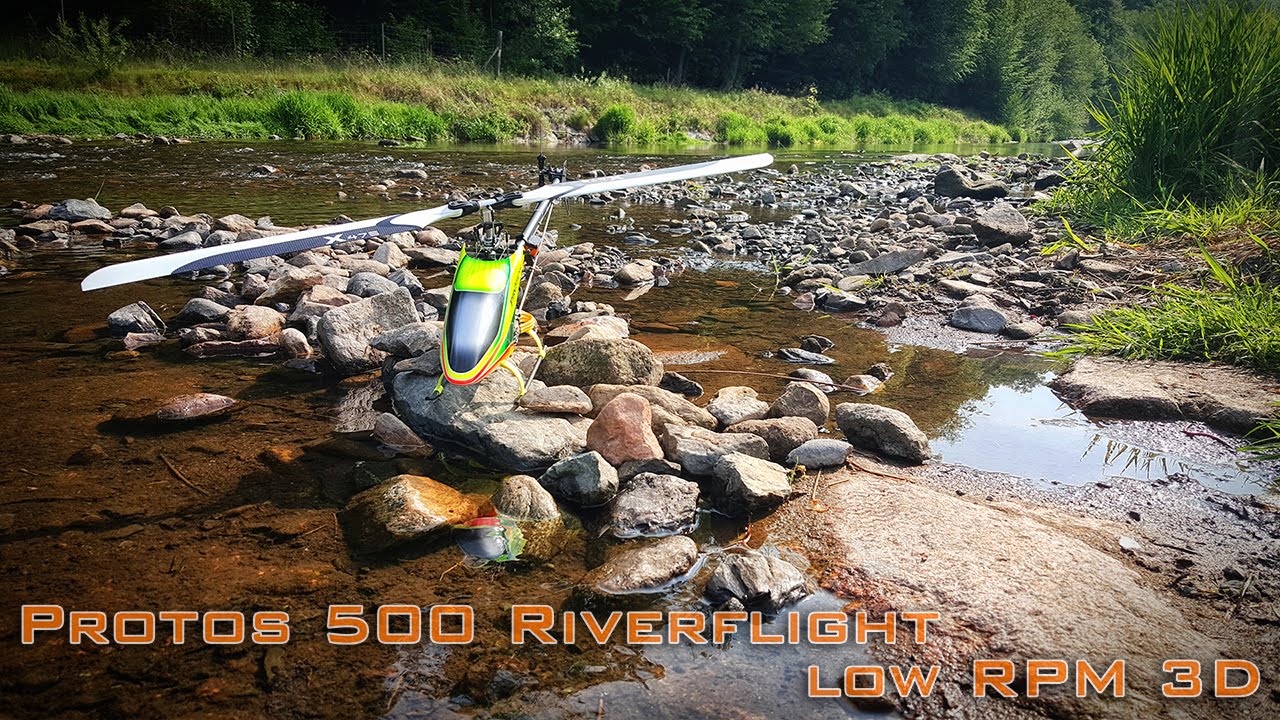 MSH Protos 500 Riverflight - low rpm 3D - first flight with reduced ...