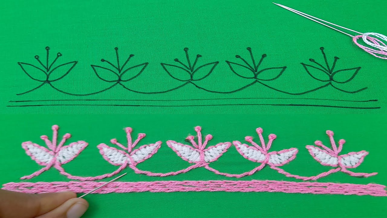 Hand Embroidery, Border design , Amazing border line embroidery design ...