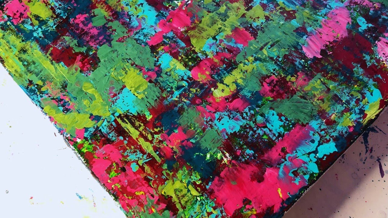 EASY Acrylic Abstract On Canvas / Simple Scraping Technique - YouTube