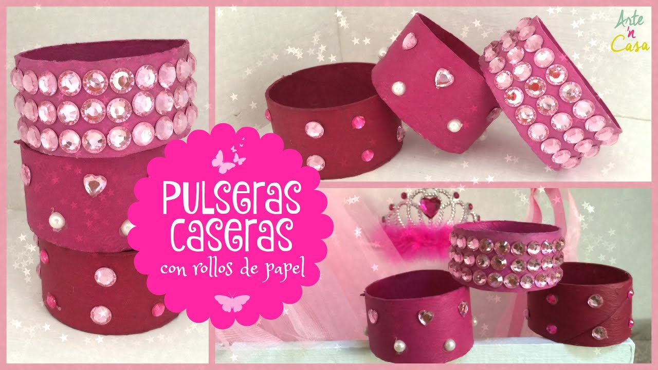 Pulseras caseras con rollos de papel (manualidades con niños) - YouTube