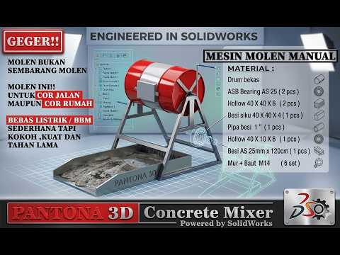 Alat Modern Pengaduk Beton Dari Drum PERTAMINA 200 liter - 3D ...