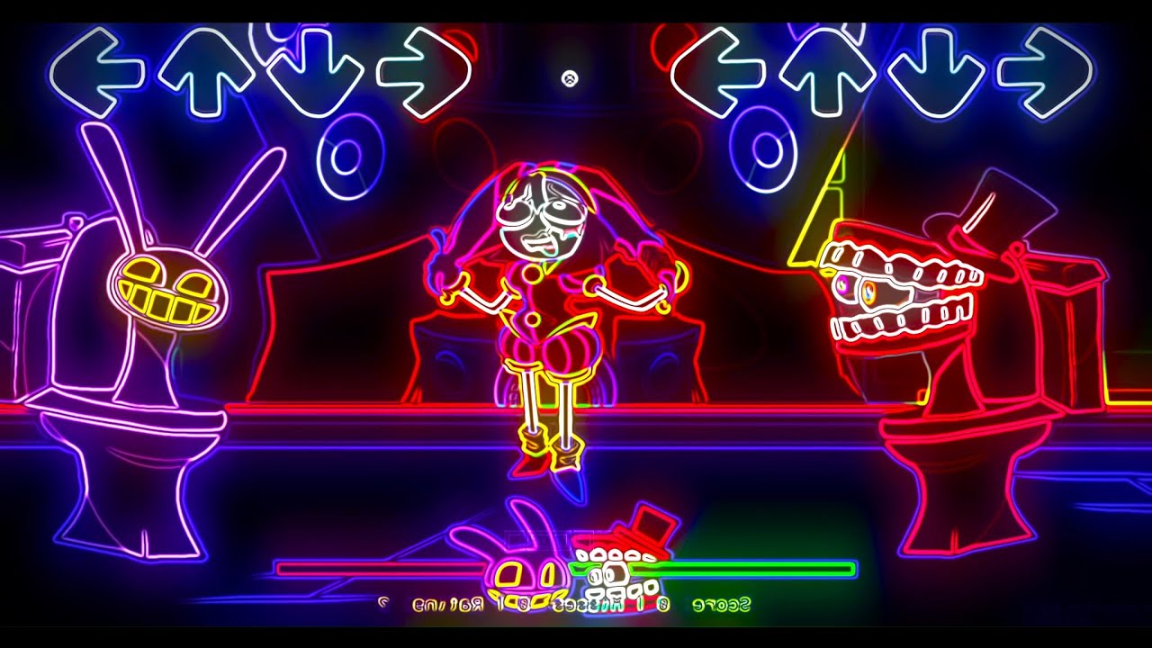 FNF NEON Caine Vs Jax - The Amazing Digital Circus Skibidi Toilet ...