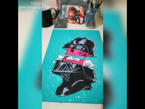 STAR WARS - Dark Vader Akrilik Boyama adım adım (Dark Vader Acrylic Painting on Canvas Step by step)