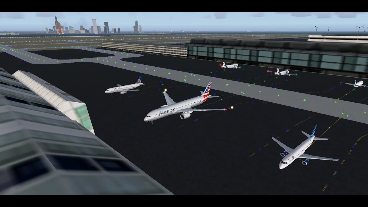 FS2004: Landing in "Chicago O'Hare on Lake Michigan" - YouTube