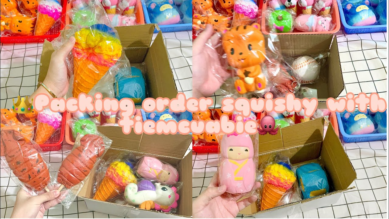Cùng mình gói bưu phẩm Squishy cho khách đặt bên shop tiemcuabie ngày ...
