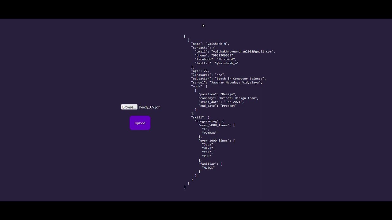 CV-PARSER project with React and Flask - YouTube