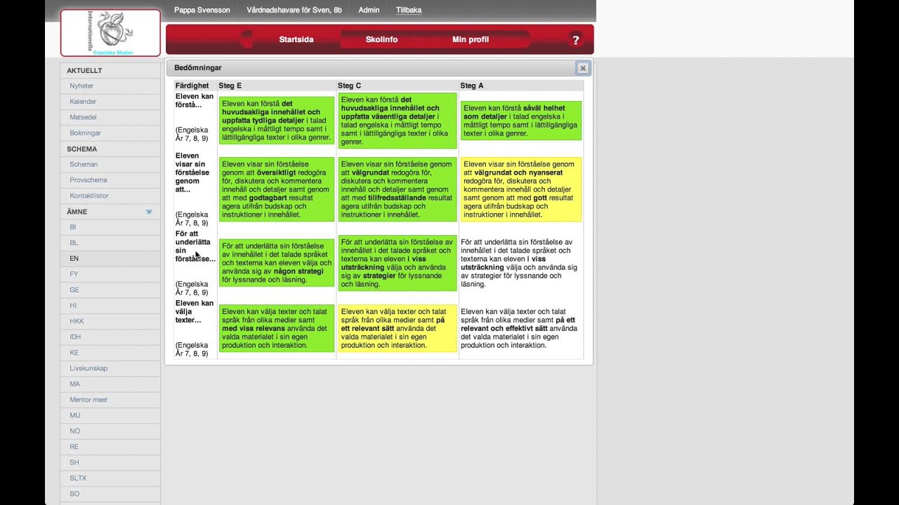 SchoolSoft: Knowledge Matrix (Parents) - YouTube