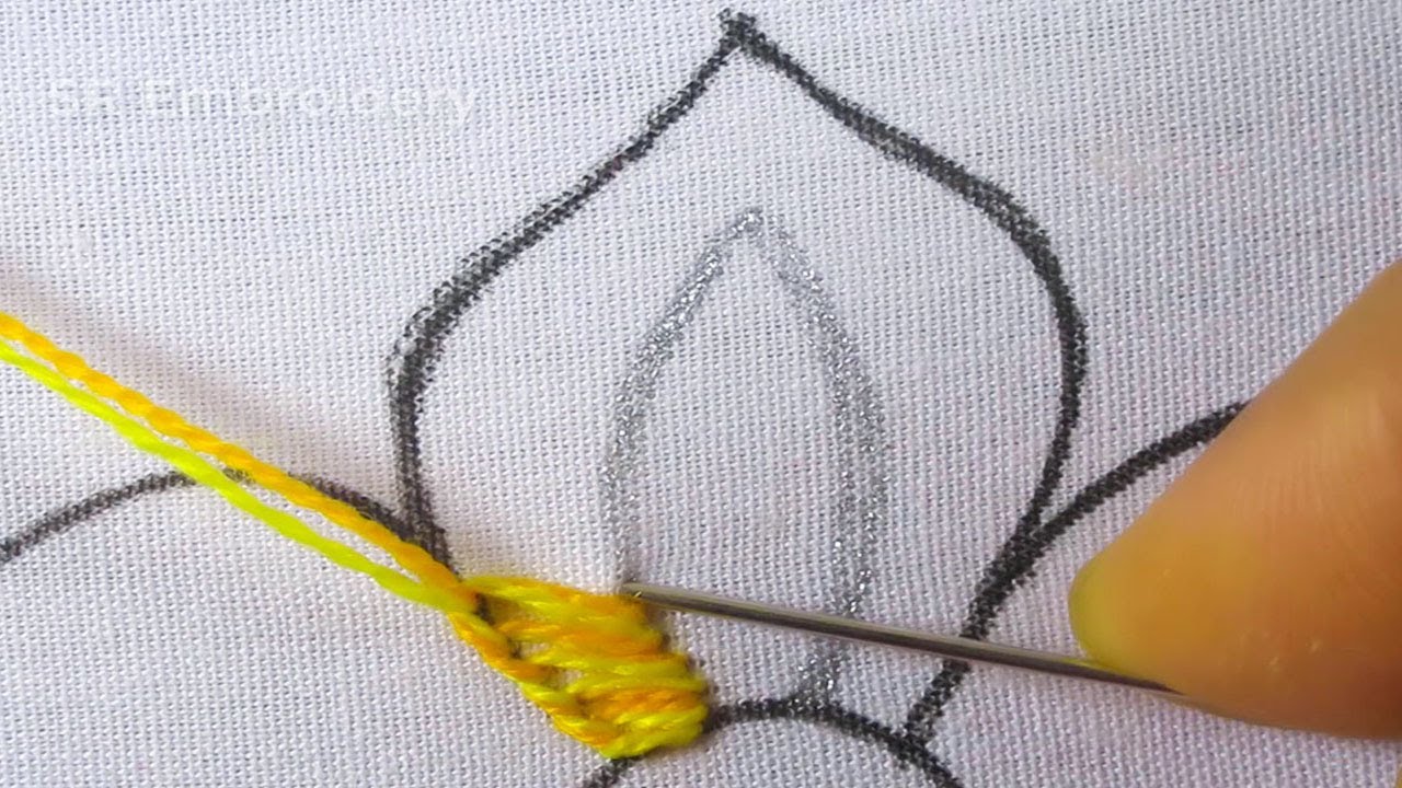 Hand Embroidery Double Color Buttonhole Stitch & New Trick To Make Pen ...
