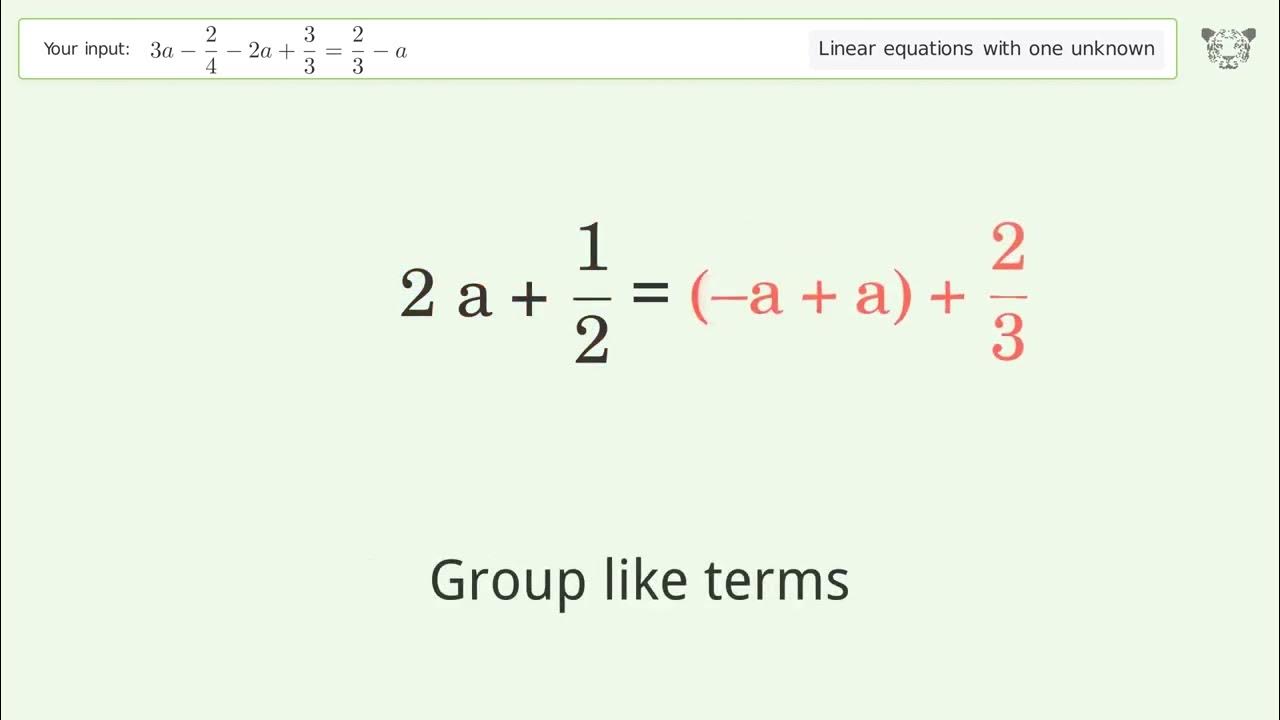 Linear equation with one unknown: Solve 3a-2/4-2a+3/3=2/3-a step-by ...