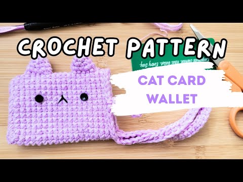 Free crochet pattern: cat credit card wallet with wristband - YouTube