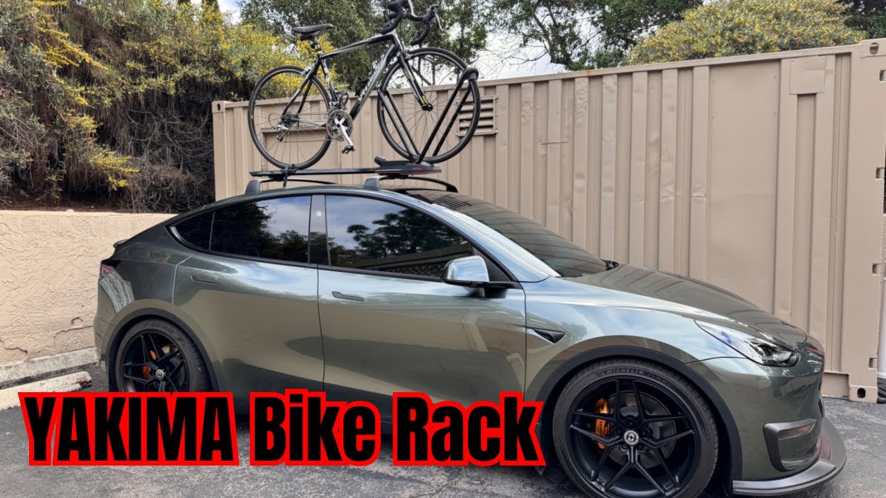Model Y + Yakima HighRoad Bike Rack - YouTube