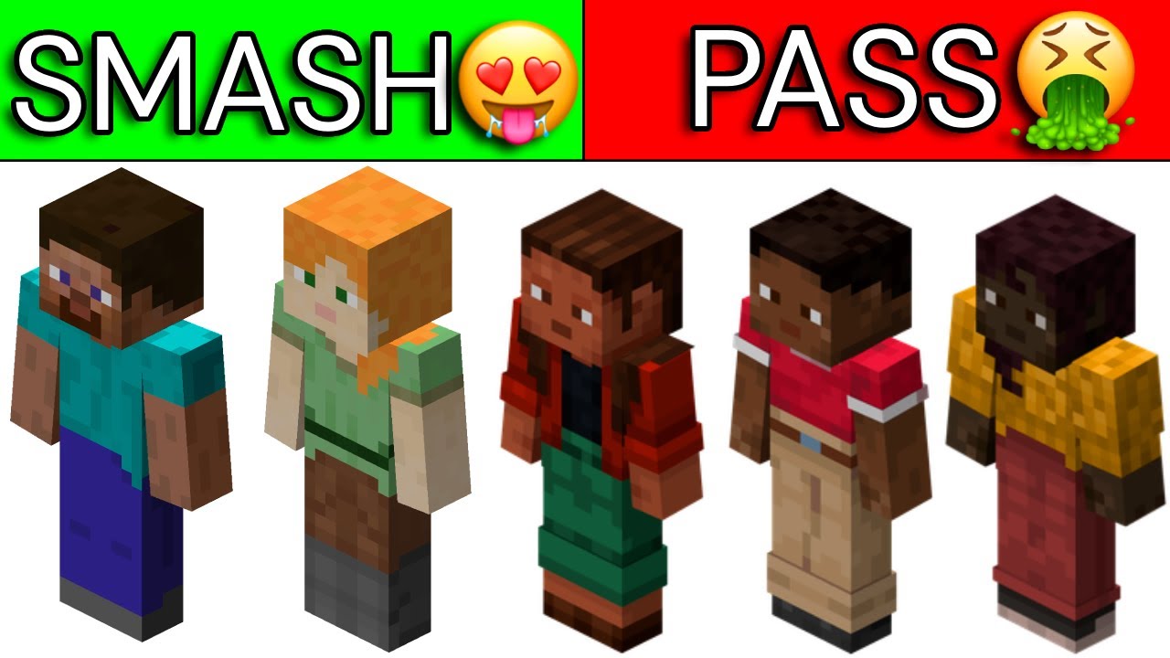 Smash or Pass: All 9 Minecraft Default Skins - YouTube