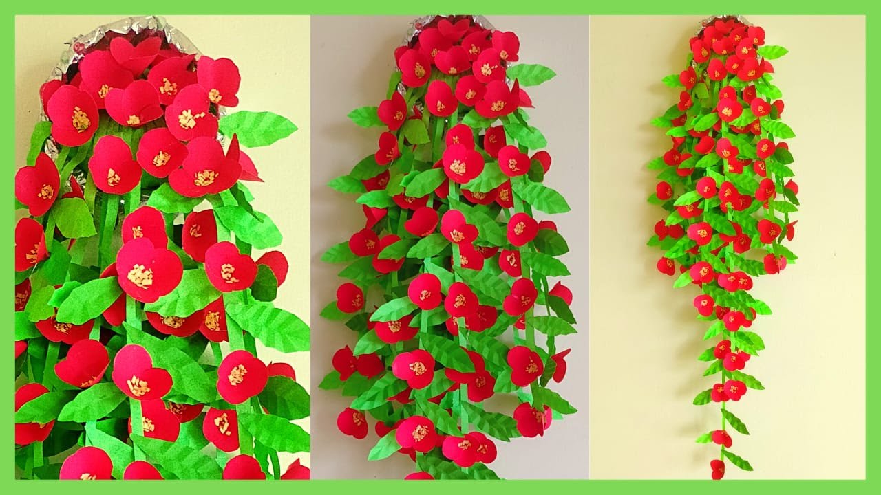 How to make flower vines | paper craft wall hanging | easy home decor ...