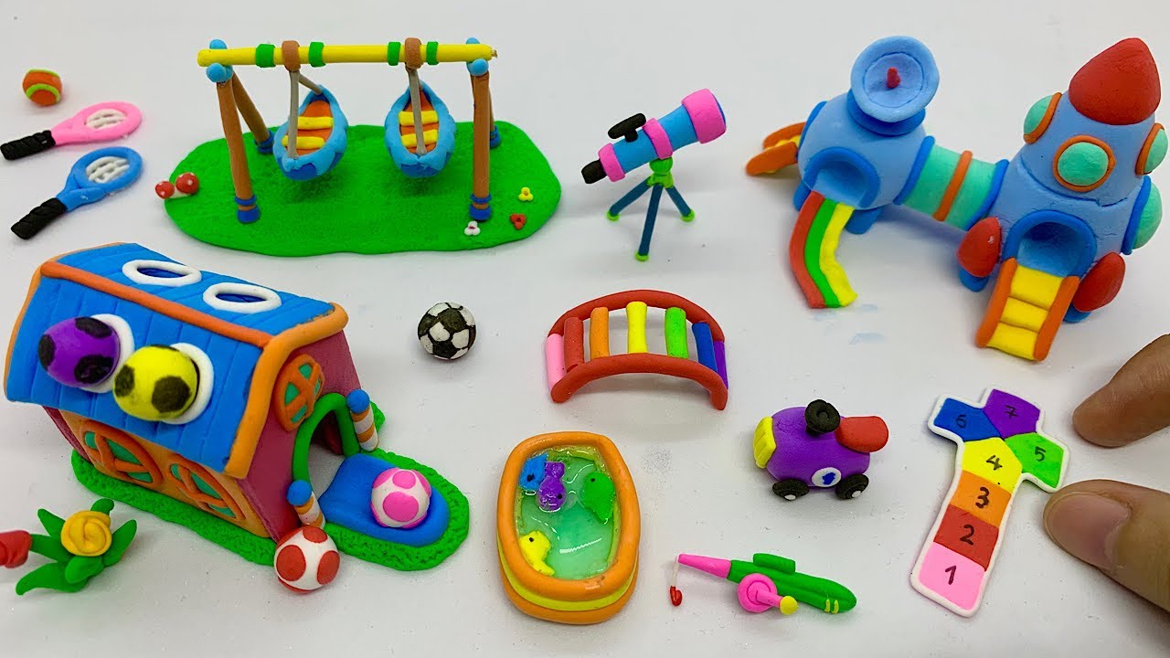 DIY How To Make Polymer Clay Miniature Playground Set | Easy Tutorials ...