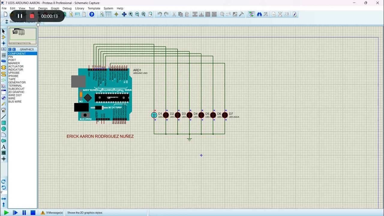 7 Leds Arduino simulacion - YouTube