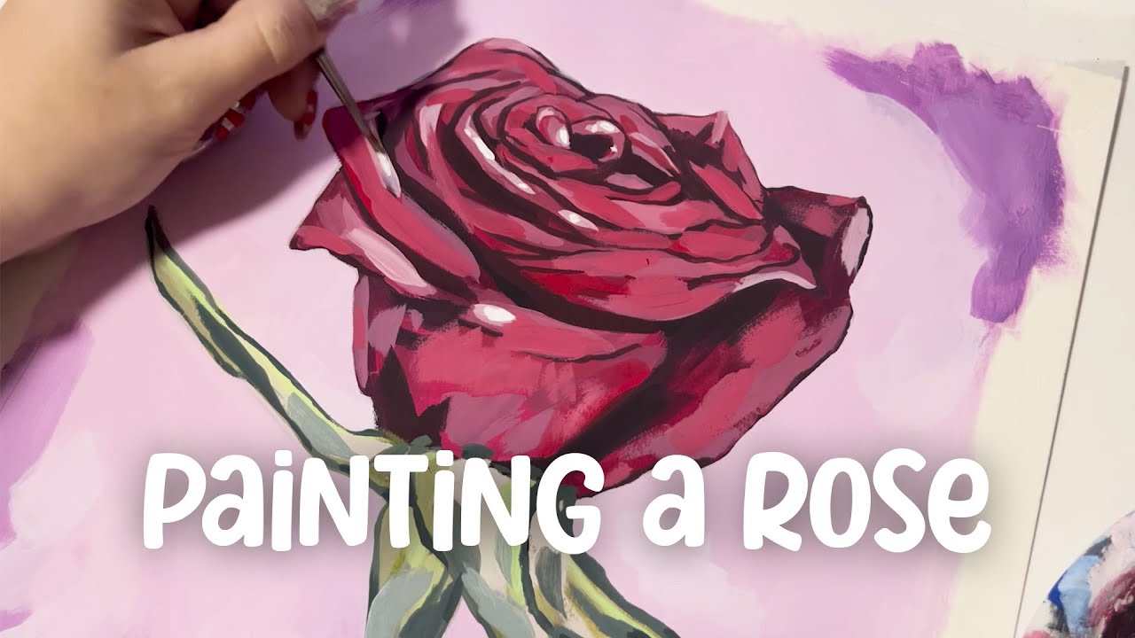 Painting A Rose With Acrylic Gouache 🌹 - YouTube