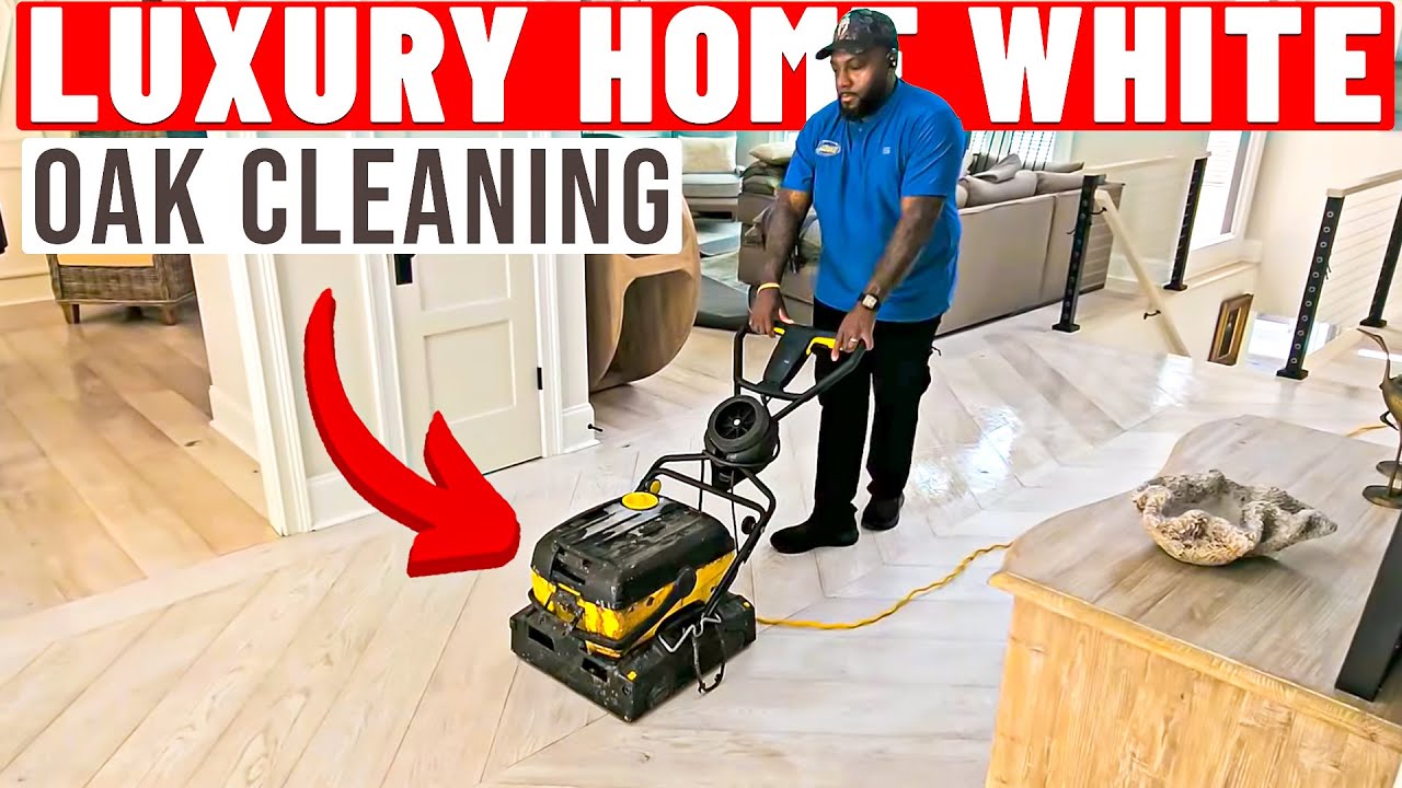 Repeat client having us back to clean White Oak Wood Floors in her Luxury home - YouTube