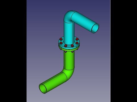 FREECAD #26 - PIPE + CURVE + FLANGE + FASTENERS - YouTube