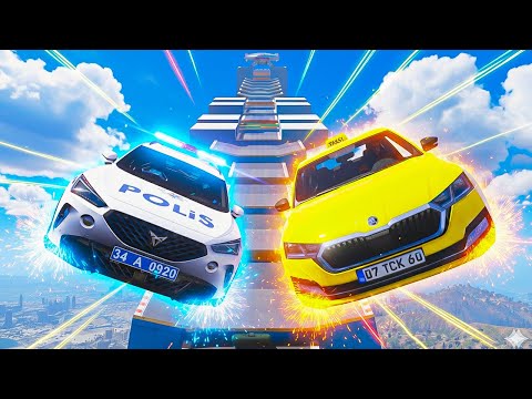 Türk Polis Arabalar vs Türk Taksi Arabalar YENİ PARKURDA - GTA 5 MODS