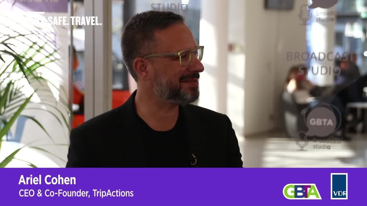 Ariel Cohen, CEO TripActions live at the GBTA Broadcast Studio in ...